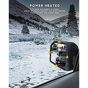 OCPTY Tow Mirrors Power Heated Left Driver Right Passenger Side Towing Mirrors Fit for 2015-2019 for F150 Pickup Truck with Turn Signal Light with Black Housing Manual Folding