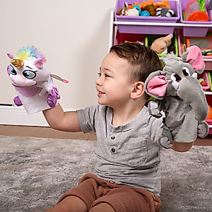 JOYIN 6Pcs Kids Hand Puppet Set, Toddler Animal Plush Toy Includes Elephant, Unicorn, Puppy, Pig, Tiger and Cow for Boys Girls Show Theater, Birthday Party Gifts, Easter Basket Stuffers