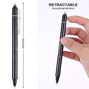 cobee® Erasable Gel Pens, 12 Pieces 0.5mm Retractable Eraser Rollerball Pen Black Ink Erasable Pen Mistakes Disappear Fine Point Pen Writing Planner Drawing School Supplies(Black)