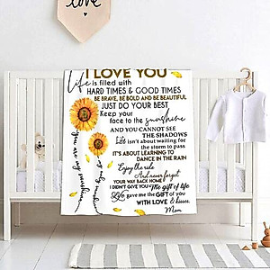 321DESIGN Sunflower Love Letter to My Daughter Fleece Flannel Throw Blanket Sherpa Microfiber Lightweight Plush for Couch Bed Sofa Car Kids Adults Pets All Seasons Multi-Size 50x40IN for Kids