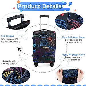 Sherr 3 Pieces Travel Luggage Cover Suitcase Protector Anti Scratch Suitcase Washable Baggage Covers(Vintage Theme,S/Medium/L)