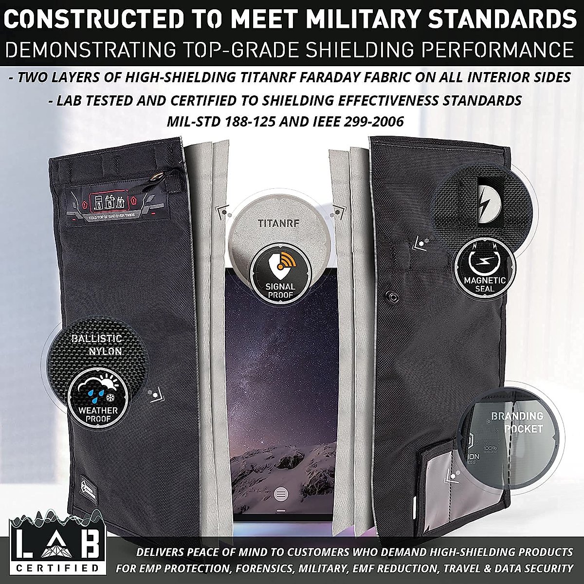 Mission Darkness NeoLok Non-Window Faraday Bag for Tablets (+ Secure Magnetic Closure) // Device Shielding for Law Enforcement & Military, Data Security, Anti-Hacking & Anti-Tracking Assurance