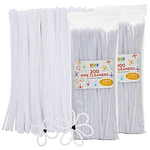 400 Pieces White Pipe Cleaners Chenille Stems (6 mm x 12 inches) DIY Art Creative Craft Decorations