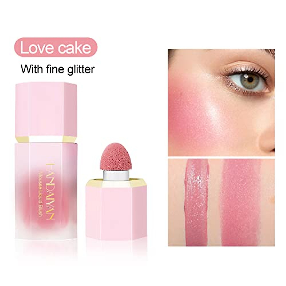 GL-Turelifes Cream Liquid Blush Makeup, Air Cushion Blush for Cheeks, High Pigment, Weightless, Velvet Mousse, Natural-Looking Long Lasting, Dewy Finish, Easy to Blend Blusher (#1 Love Cake)