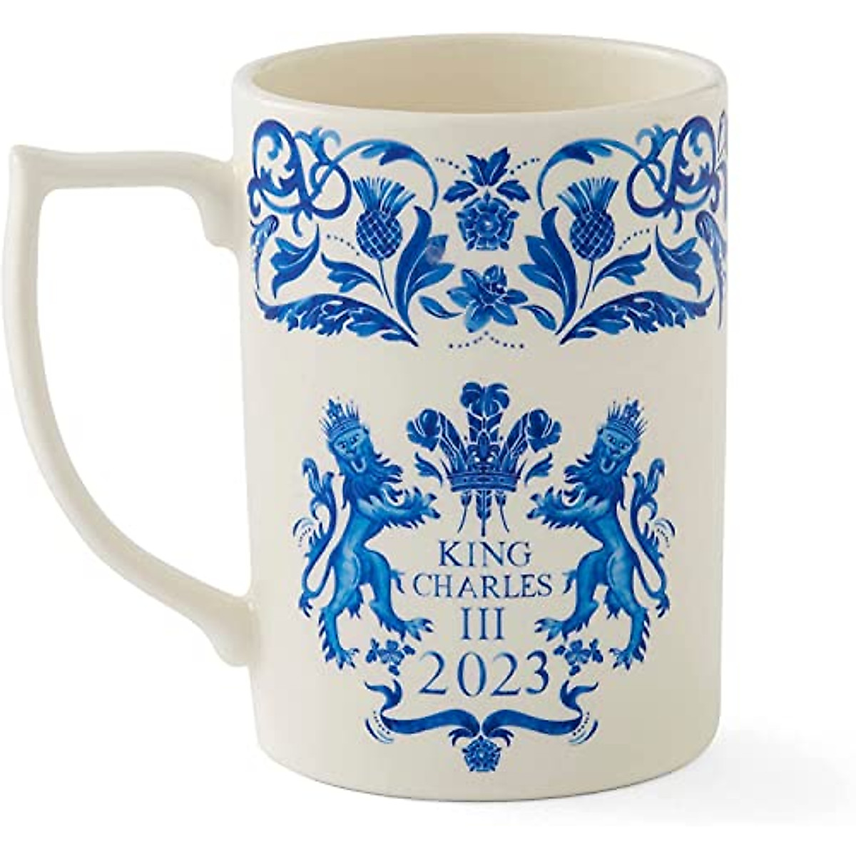 Portmeirion Home & Gifts Spode King Charles III Coronation Single Mug 340ml Blue & White Pattern UK Made