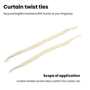 Set of 4 Woven Curtain Ties Beige Strong Magnetic Curtain Tiebacks Rope Decorative Curtain Tie Backs Magnetic Curtain Holders for Drapes Window Treatment Holdbacks