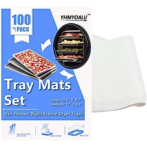 YHMYOALU - Set of 100 Rectangular Tray Mats for Harvest Right Freeze Dryer, 17" x 6.8", Disposable Parchment Paper, Easy to Use and Clean