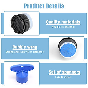 hoeslaw 25 Pcs Kitchen Faucet Aerator, Replacement Inserts for Sink Tap Flow Restrictor, Efficient 15 Cache Aerators with 10 Key Removal Wrench Tool for Bathroom Kitchen (M16.5 18.5 21.5 22.5 24 mm)
