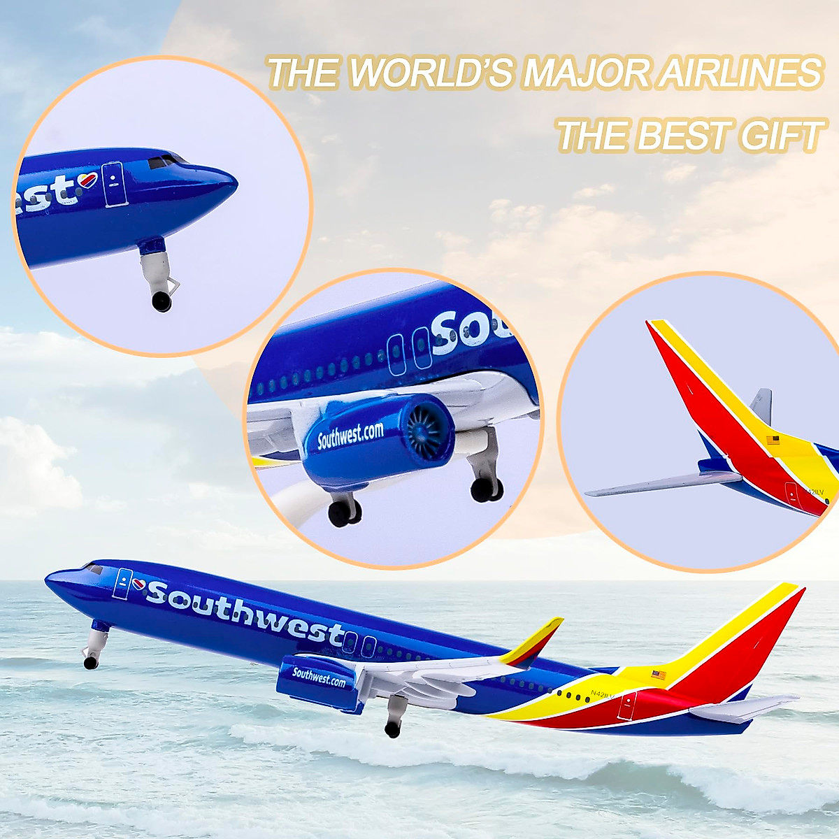 Bswath Model Airplane 1:300 Scale Model American Plane Southwest Airplane B737 Model Plane for Gift and Decoration