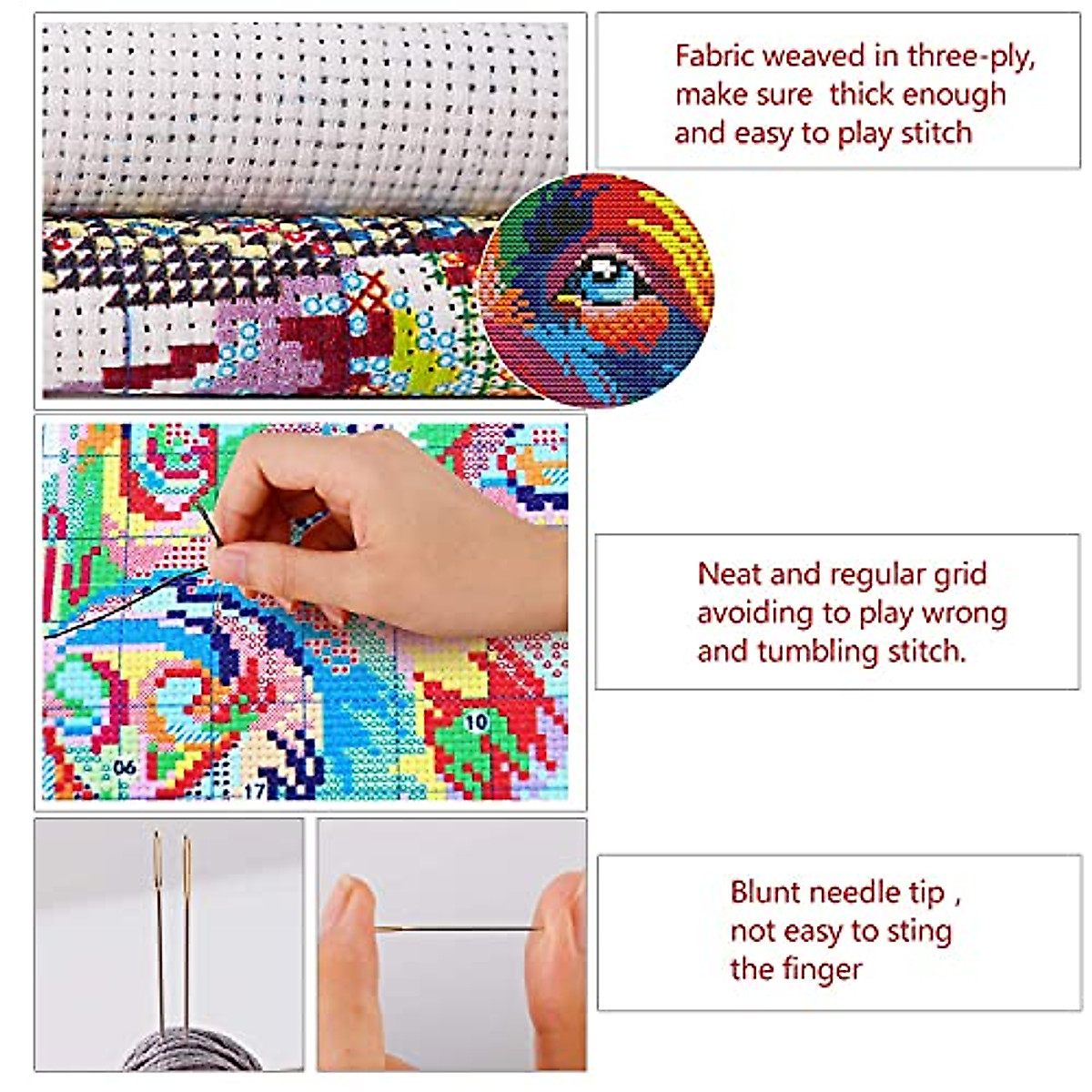 ITSTITCH Cross Stitch Kits for Adults 3 Pack Flowers Crossstitching Kits Preprinted 11CT Printed Cross Stitch Kits for Beginner Prestamped Easy Pattern Needlepoint Kits Crafts for Decor 7.5x15 inch