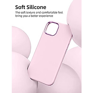Ownest Compatible for iPhone 12 Case and iPhone 12 Pro Case 6.1 Inch with Silicone Shockproof Protective Slim Phone Case for iPhone 12/12 Pro with [Soft Touch Microfiber Lining]-Light Pink