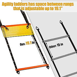 PACEARTH Agility Ladder - 12 Rung 20ft Agility Speed and Balance Training Ladder for Soccer Basketball Boxing Softball Footwork Sports Agility Training with Scale and Carry Bag