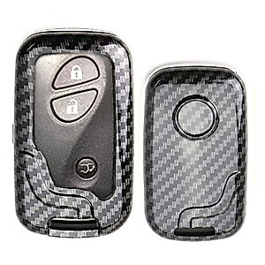 iJDMTOY Exact Fit Black Glossy Carbon Fiber Finish Key Fob Shell Compatible With Lexus IS ES GS LS CT LX GX RX, etc 1st Gen Smart Keyless Fob