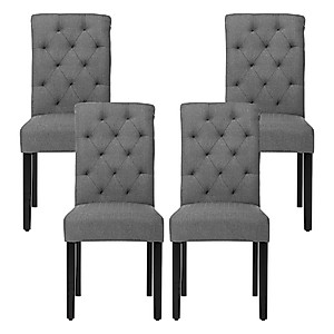 NOBPEINT Fabric Dining Chairs with Wood Legs, Set of 4 (Gray)
