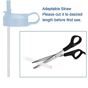 Top Souls Wide Mouth Straw Lids Compatible with Most Sports Water Bottles, 2 Lids 2 Long Straws 2 Brushes in 1 Value Pack.(Black x2)