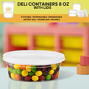 Perfect Settings Plastic Deli Containers with Lids [44 Sets] Variety Pk 8oz, 16oz & 32oz | Leakproof, Freezer Safe Soup & Food Storage | Microwavable Food Containers with Lids