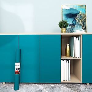 Decotalk Teal Wallpaper Stick and Peel 17.7x120 Green Wallpaper for Bedroom Teal Wallpaper for Walls Removable Contact Paper for Cabinets Solid Green Wall Paper Self Adhesive Contact Paper Teal Vinyl