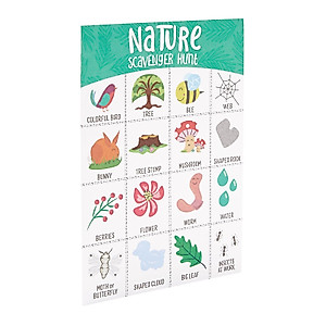 Juvale 50 Pack Nature Scavenger Hunt Cards for Kids Ages 4-8, Outdoor Find and Seek Camping Game