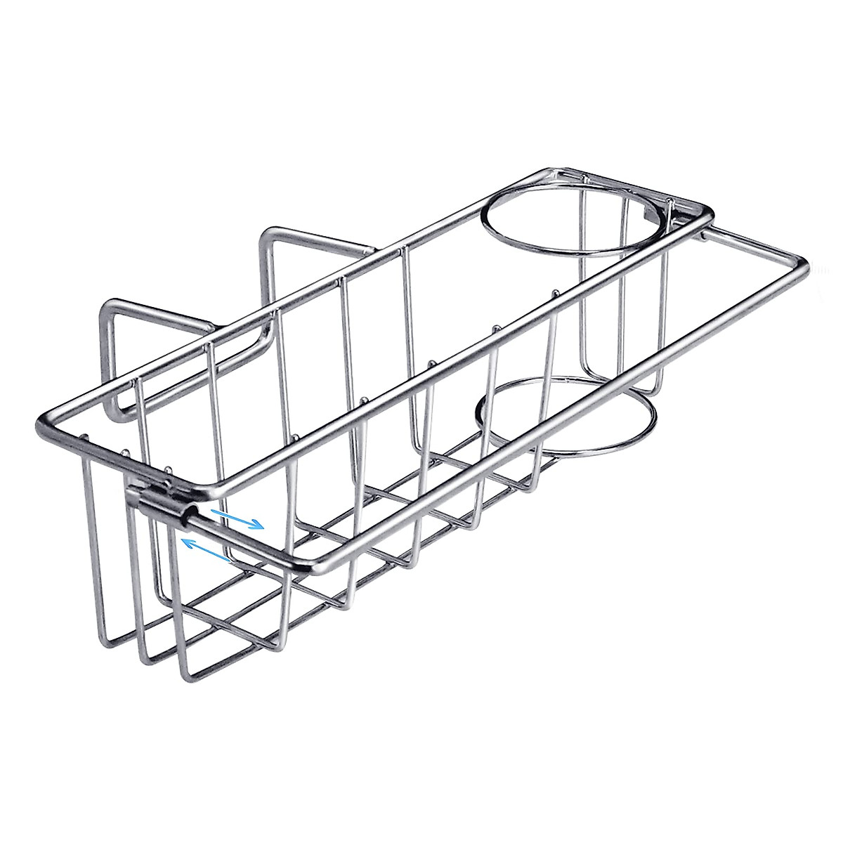 QMLALA Sponge Holder for Double Kitchen Sink, 3-in-1 Sink Caddy, Brush, Dish Towel, Sponge Sink Organizer Liquid Drainer Rack - SUS304 Stainless Steel