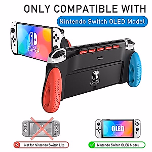 Switch OLED Grip, JUSPRO Grip Case Compatible with Nintendo Switch OLED Model, Unique Switch Accessories Designed Comfortable & Ergonomic Grip with 5 Game Slots
