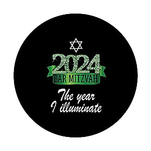 2024 Bar Mitzvah Quote Festive Black Green Decor PopSockets Standard PopGrip