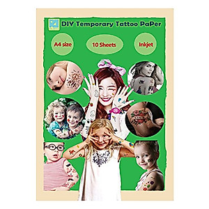 A4 Size 10 Sheets DIY Temporary Tattoo Transfer Paper Printable Customized for Inkjet Printer 11.7 x 8.3