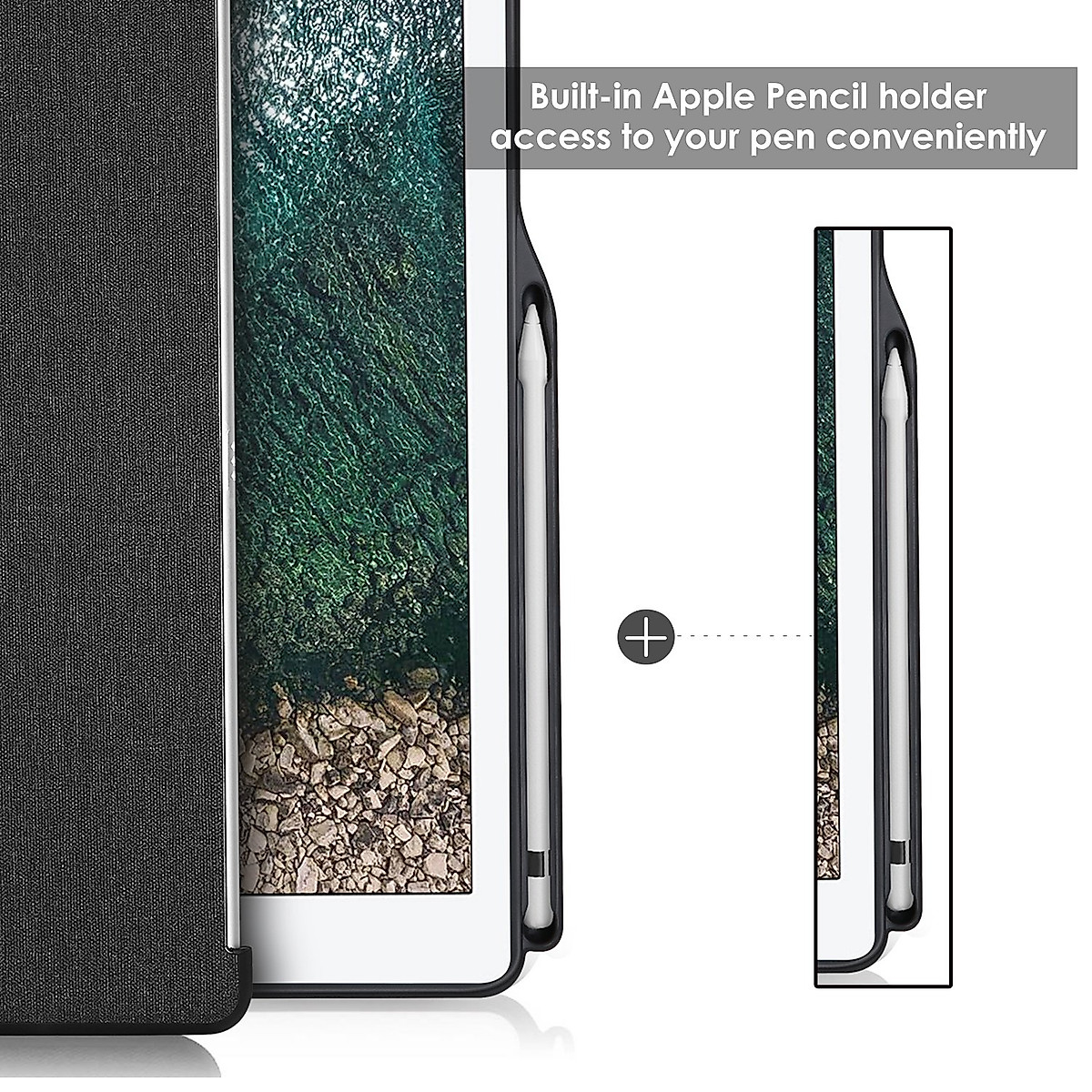 ProCase for iPad Pro 12.9 2017/2015 Companion Back Cover Case, with Pencil Holder for iPad Pro 12.9 Inch (Both 2017 and 2015 Models), Match for Smart Keyboard and Smart Cover -Black