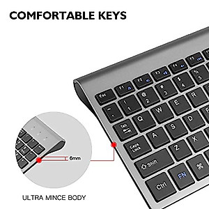 Wireless Keyboard and Mouse Combo, cimetech Compact Full Size Wireless Computer Keyboard and Mouse Set 2.4G Ultra-Thin Sleek Design for Windows, Computer, Desktop, PC, Notebook, Laptop - Grey