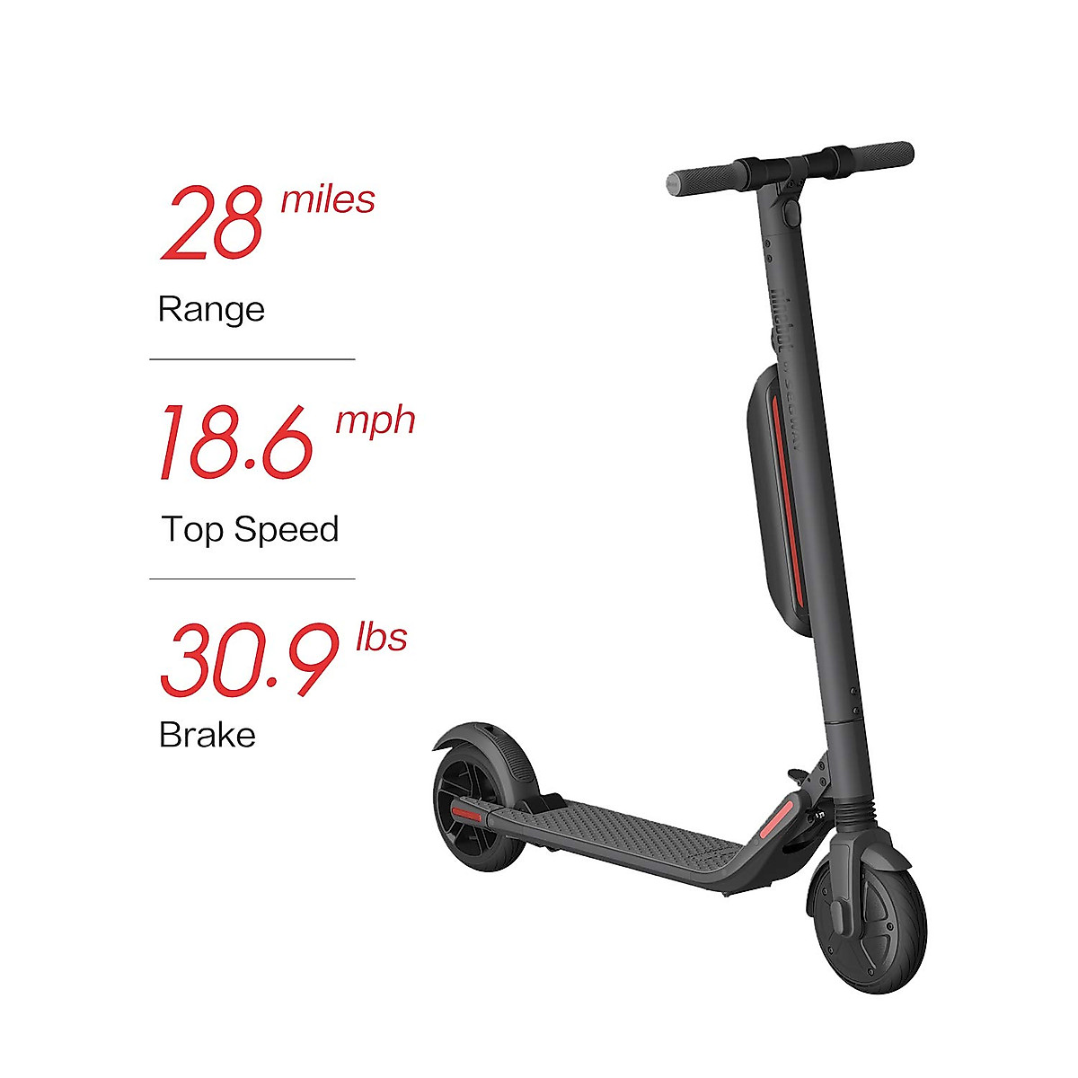 Segway Ninebot ES4 Electric KickScooter- 300W Motor, 28 Miles Range & 19MPH, 8" Solid Non-Pneumatic Tires, Dual Brakes, External Battery, Commuter Scooter for Adults & Teens, Large