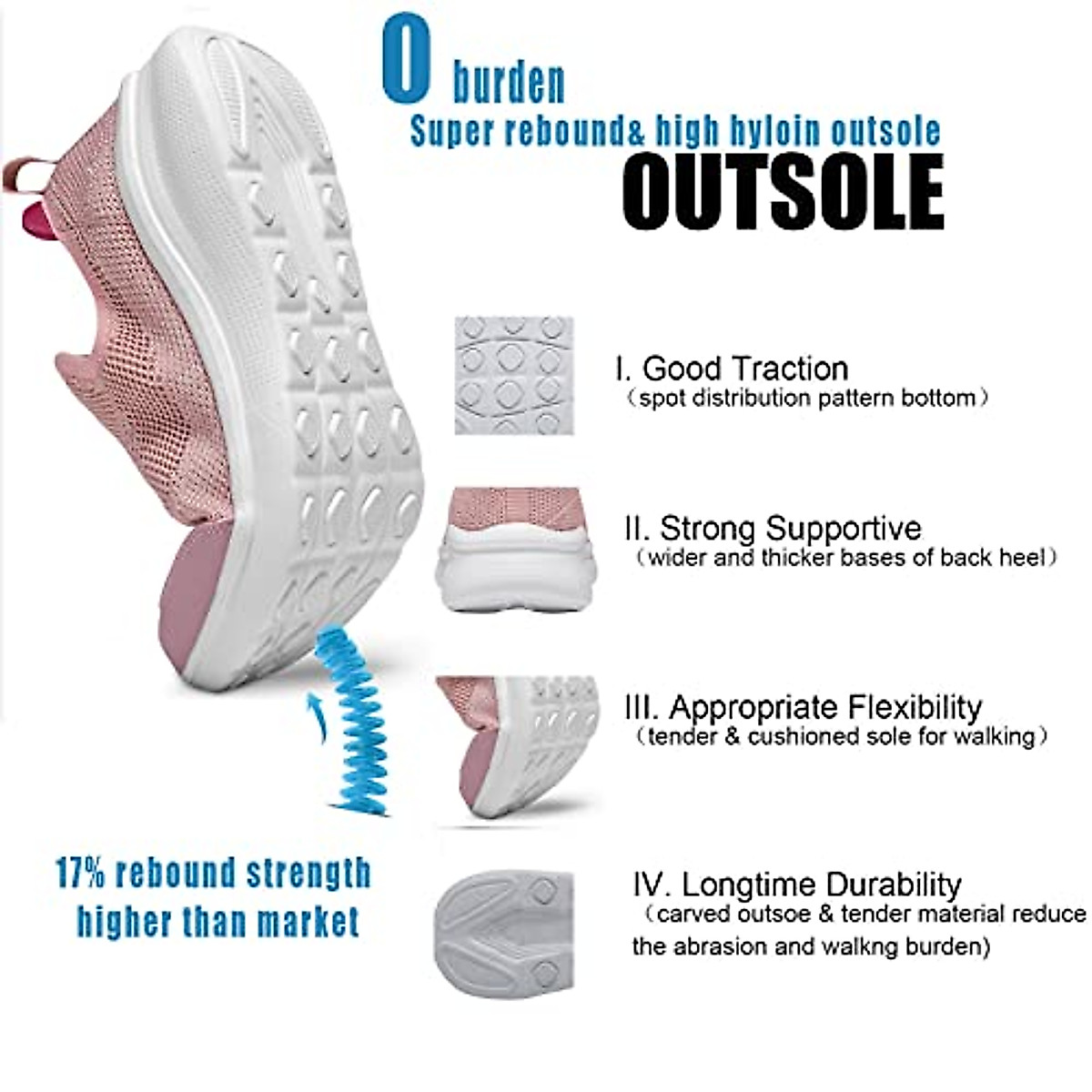 MAZURKA Shoes for Women Slip On Womens Women's Sneakers Wide Woman Walking Slip-On Black White Pink Grey Tan Width Wide Comfortable Fashion Athletic Soft Breathe Summer (Pink,Us Women Size 7)