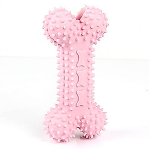 HaLumYi Rubber Bones for Dogs, Flexi Chew Dog Better Bones, Bite Force Dog Toy, Teething Dog Toys for Puppies, Large, A-Pink