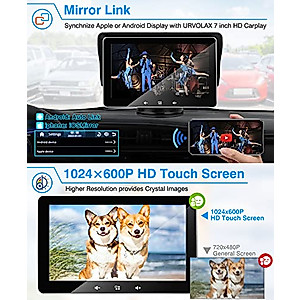URVOLAX Wireless Portable Car Stereo Carplay Audio Receiver Compatible with Apple Android Auto System,7" HD Touch Screen Car Play with Bluetooth WiFi GPS Navigation FM Radio MirrorLink Voice Control