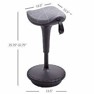 Vinsetto Lift Wobble Stool Standing Chair with 360° Swivel, Tilting Balance Chair with Adjustable Height and Saddle Seat for Active Learning Sitting, Grey