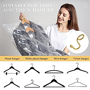 Hicarer 100 Pack Clothes Hanger Connector Hooks Metal Velvet Hanger Extender Hooks Cascading Hanger Hooks for Clothes Mini Metal Outfit Hangers Extender Clips for Saving Closet Wardrobe Organizer Gold