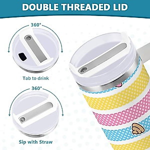 DIGTIA Stainless Steel Insulated Tumbler w/Handle & Straw, Poo Cartoon Double Wall Vacuum Travel Coffee Mug Cup w/Lid, Leak-Proof Sports Polka Dot Water Bottle,40oz