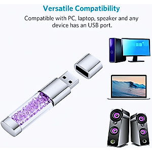 WooTeck 64GB Jewelry Crystal Lipstick USB Flash Drive,High Speed Memory Disk, Purple