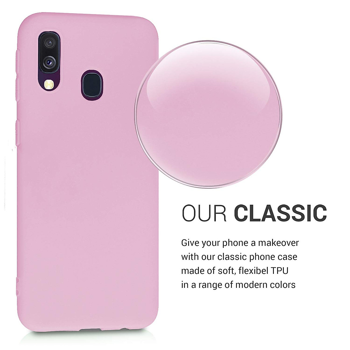 kwmobile Case Compatible with Samsung Galaxy A40 Case - Soft Slim Protective TPU Silicone Cover - Antique Pink Matte