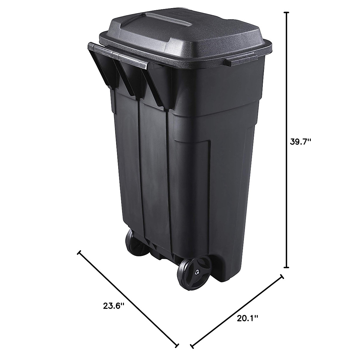Rubbermaid Roughneck Heavy-Duty Wheeled Trash Can with Lid, 34-Gallon, Black, for Outdoor Use