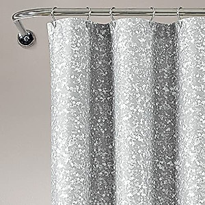 Lush Decor Glitter Ombre Metallic Print Shower Curtain, 72" x 72", Blush & Gray