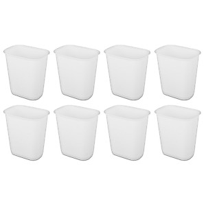 Sterilite 3 Gallon Rectangular Wastebasket with Sloped Rim and Textured Surface for Laundry Area, Bedroom, Office, Kitchen, and Home Use, (8 Pack)