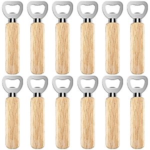 12Pcs Wood Bottle Openers, Bartender Bottle Openers, Engravable Beer Bottle Openers, Cider, Soft Drinks Bottle Opener for Home, Bar or Restaurant-Wood Handle Handheld
