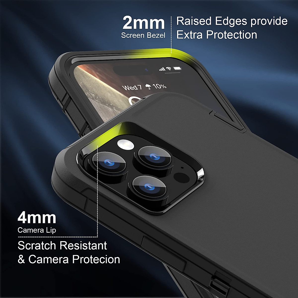 Case Compatible with iPhone 14 Pro Max, Heavy Duty Protective Black Phone Case, Full Body Shockproof Durable Silicone Rubber with Hard PC Rugged Sturdy Phone Cover for 14 Pro Max 6.7 Inch. (Black)