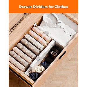 Brigii Drawer Dividers 4 Pack, Adjustable Separators 4" High Expandable from 11-17", for Bedroom, Closet, Kitchen Storage