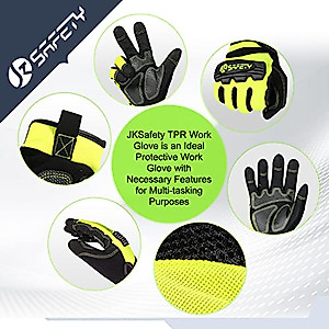 JKSafety High Performance Utility Work Gloves, all Purposes Mechanical Gloves, Guantes de Trabajo, for men and women, safety utility for works (G228-Yellow M)