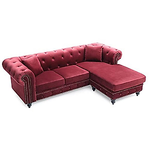 Glory Furniture Nola , Burgundy Sofa Chaise (3 Boxes), 31" H X 98" W X 37" D