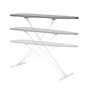 Ironing Board Full Size; Made in USA by Seymour Home Products (Solid Grey) Bundle Includes Cover + Pad | Iron Board w/Steel T-Legs Adjustable Tabletop up to 35" High; Perforated Top for Steam Flow
