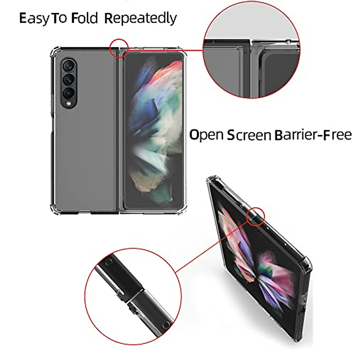 Boaoige Magnetic Clear Case for Samsung Galaxy Z Fold 3 5g, Compatible with Magsafe Card Wallet and Wireless Charger, Transparent Shockproof and Drop-Proof Case