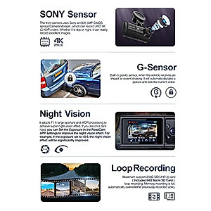 3 Channel 4K Dash Cam for Cars, 4K+2.5K Front and Rear Cabin, 1440P+1440P+1080P Triple Car Camera,Included 64GB Card, with GPS and WiFi Wireless , IPS Screen,24 Hour Parking Mode, APP,Night Vision,WDR