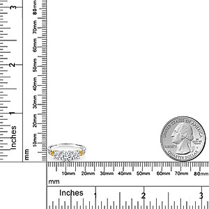 Gem Stone King 925 Sterling Silver and 10K Yellow Gold Customized and Personalized 6MM and 4MM Cushion Cut Gemstone Birthstone 3-Stone Engagement Ring For Women (Size 9)