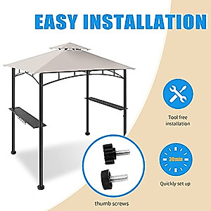 FAB BASED 5x8 Grill Gazebo Canopy for Patio, Outdoor BBQ Gazebo with Shelves, Barbeque Grill Canopy (Grey)